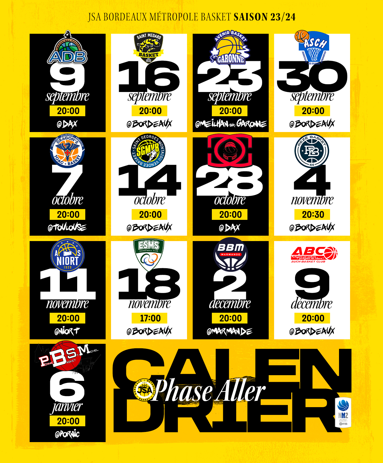 Le calendrier - JSA-BMB