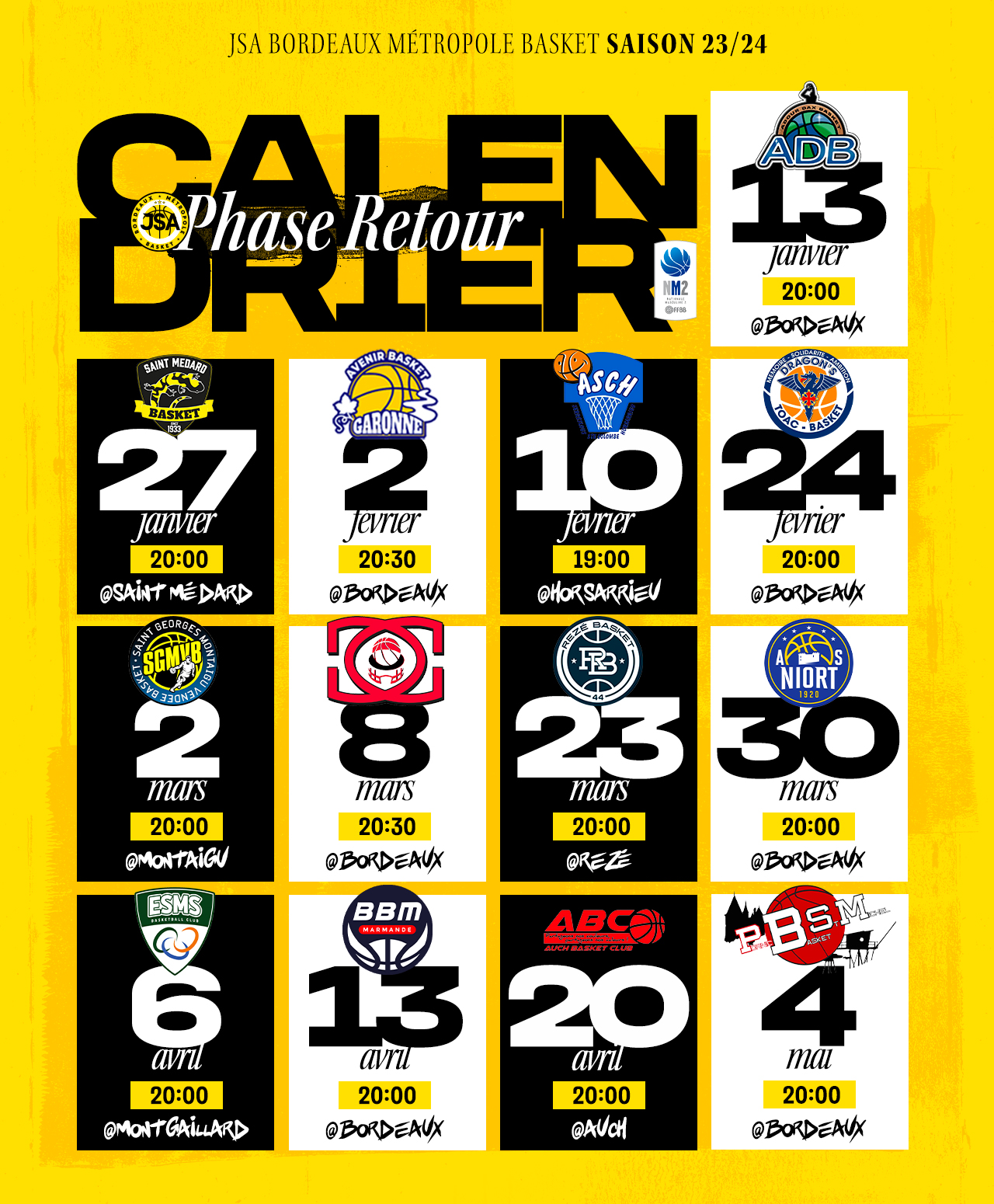 Le calendrier - JSA-BMB